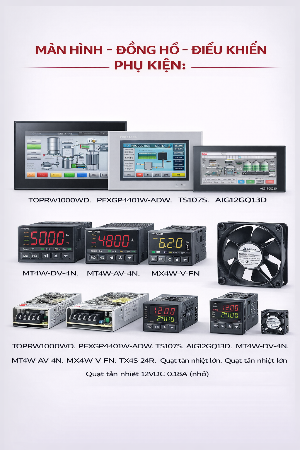 Màn hình – Đồng hồ – Điều khiển – Phụ kiện: TOPRW1000WD. PFXGP4401W-ADW ...